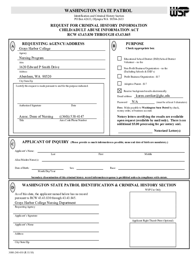 Fillable Online Washington state patrol records - kzo.composietforum.nl Fax Email Print - pdfFiller