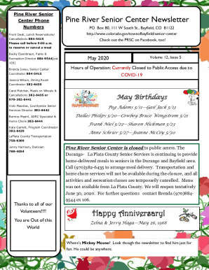 Fillable Online Pine River Senior Center newsletter May 2020; Fax Email ...