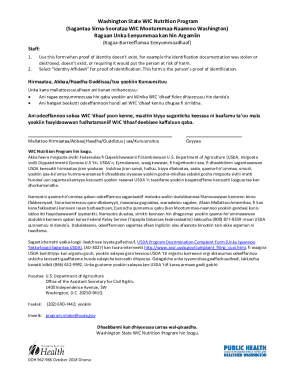 Fillable Online doh wa WIC Cascades No Proof of ID Form - Omoro. Form ...