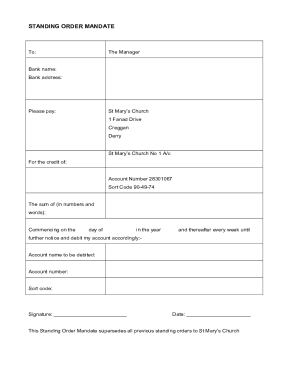 Fillable Online St Marys Standing Order Form Fax Email Print - pdfFiller