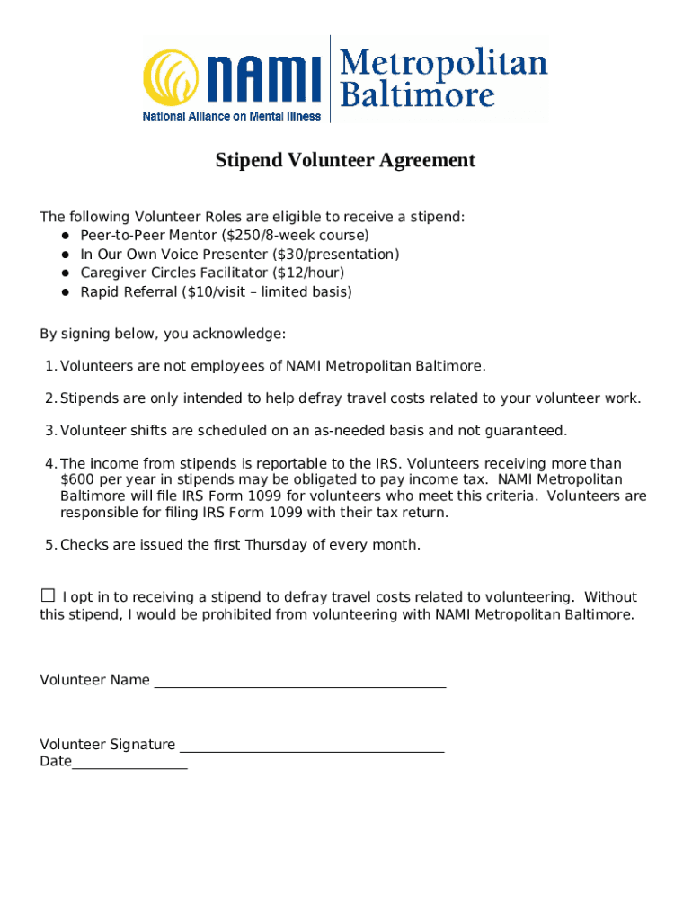 www.pdffiller.com356089014-NAMI-Metro-BaltimoreGet the free Stipend ...