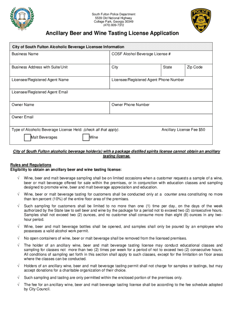 Fillable Online City of South Fulton Police Department, GA P2CWeapons ...