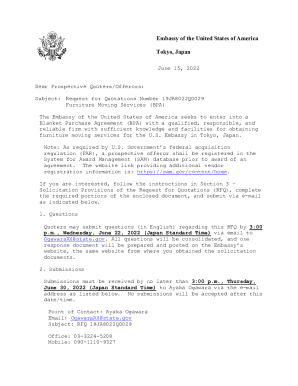 Fillable Online japan2 usembassy Dear Prospective Quoters/Offerors: Fax Email Print - pdfFiller