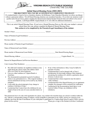 Fillable Online Initial Shared Housing Form (2022-2023) Fax Email Print ...