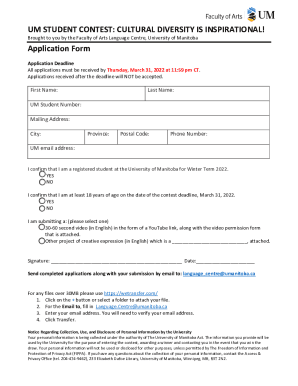 Fillable Online UM STUDENT CONTEST: CULTURAL DIVERSITY IS INSPIRATIONAL ...