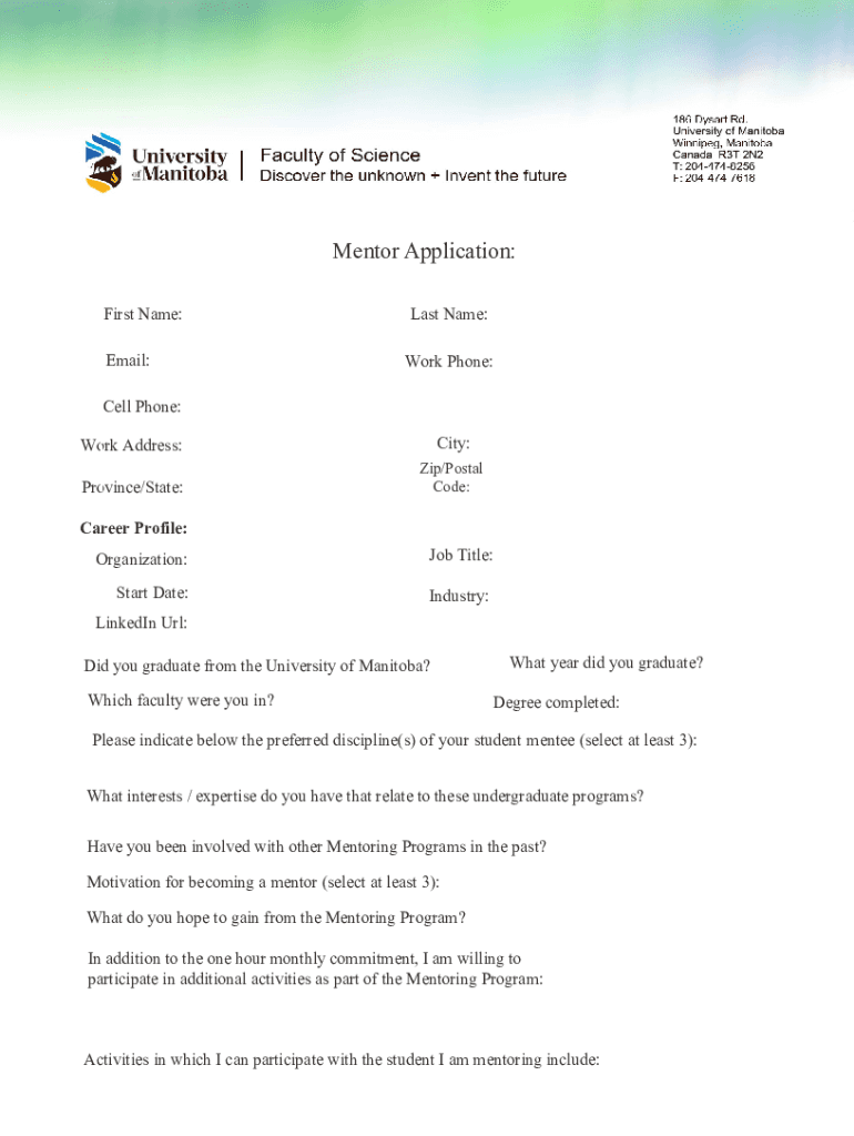 Fillable Online GDE Mentor Application Form - Simon Fraser University ...