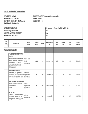 Fillable Online PDF Bid Tabulation Form - City of Lynchburg Fax Email ...
