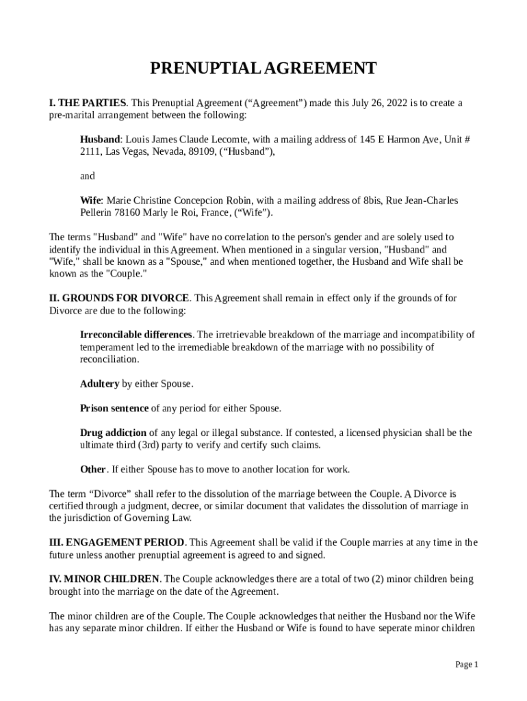 Prenuptial Agreement Uni For Unmarried Couples Doc Template | pdfFiller