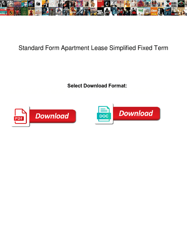 Fillable Online Standard Form Apartment Lease Simplified Fixed Term. Standard Form Apartment ...