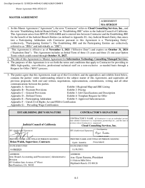 Fillable Online MASTER AGREEMENT AGREEMENT - California Fax Email Print ...
