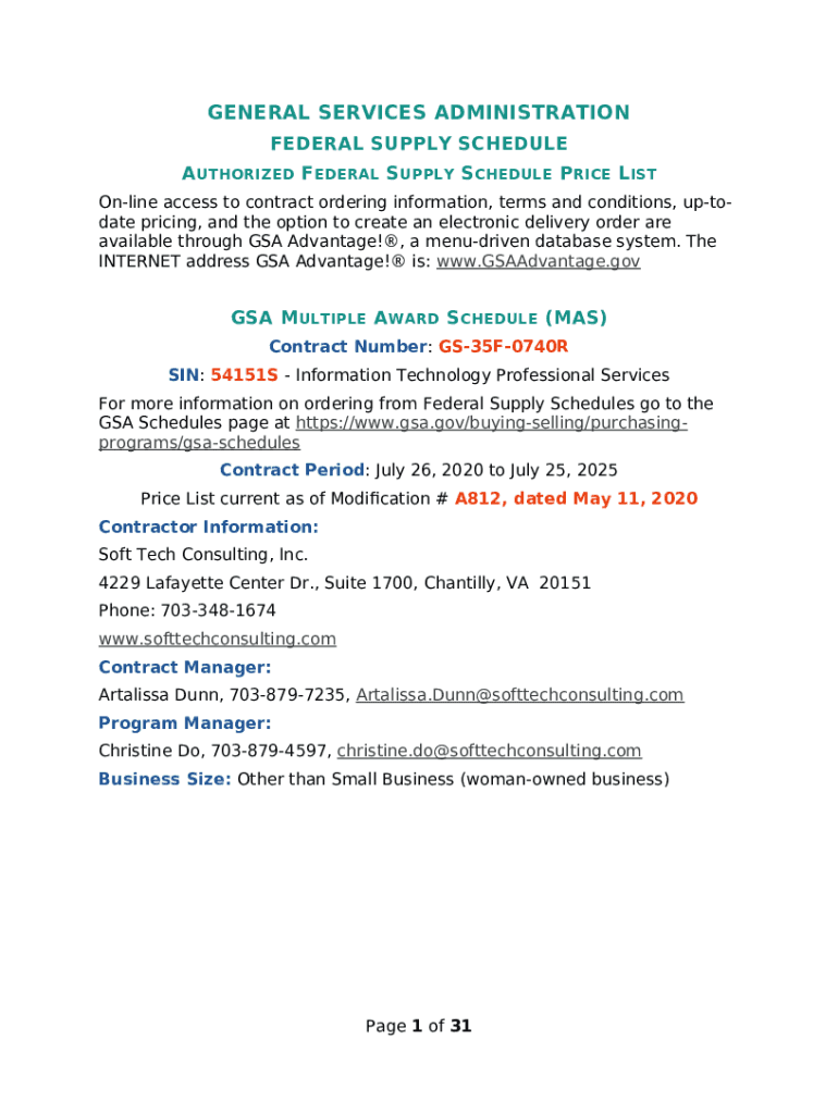 GENERAL SERVICES ADMINISTRATION Authorized Federal Supply Schedule ...