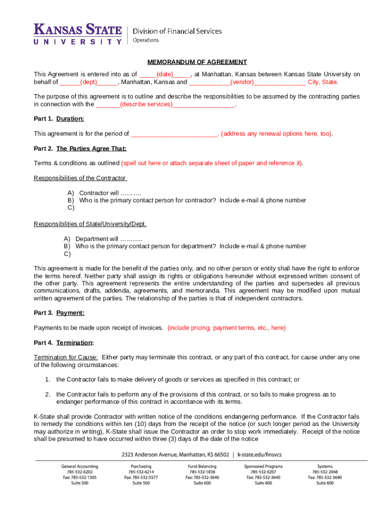 Free Memorandum of Agreement Template, MOA Sample - PandaDoc Doc ...