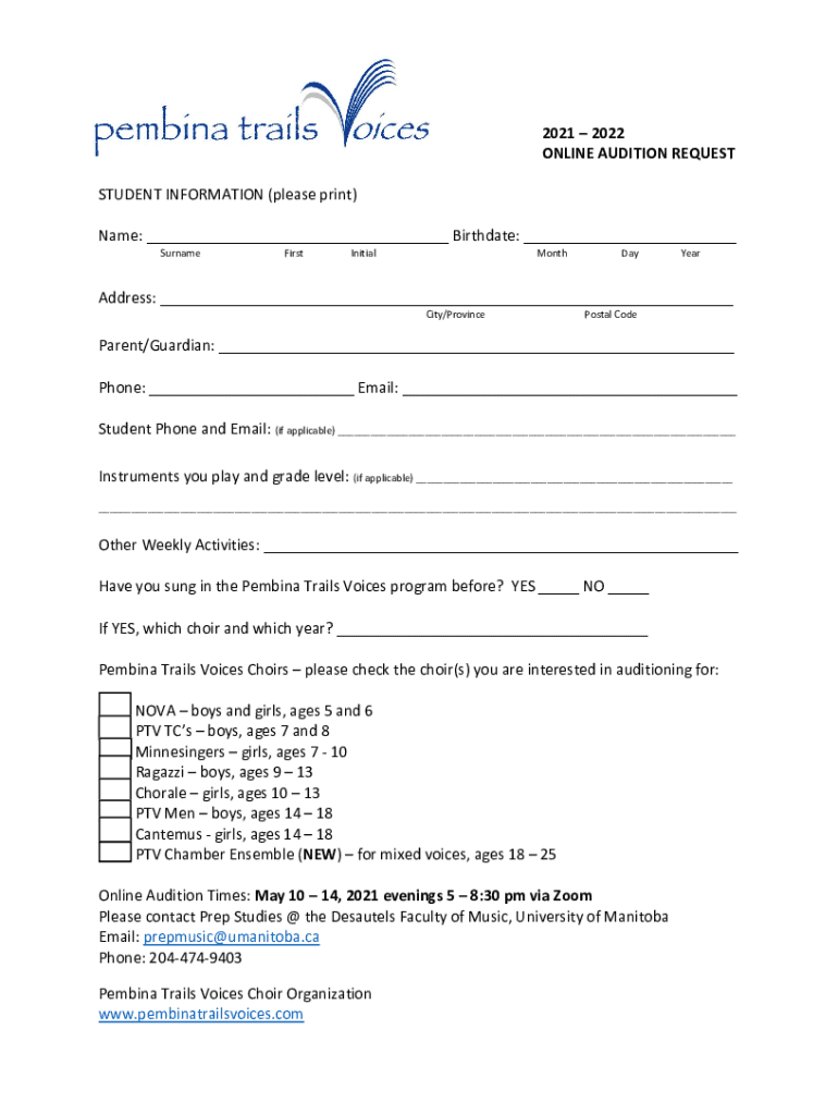 Fillable Online pembina-trails-voices-audition-request-form-2021-2022.pdf Fax Email Print ...