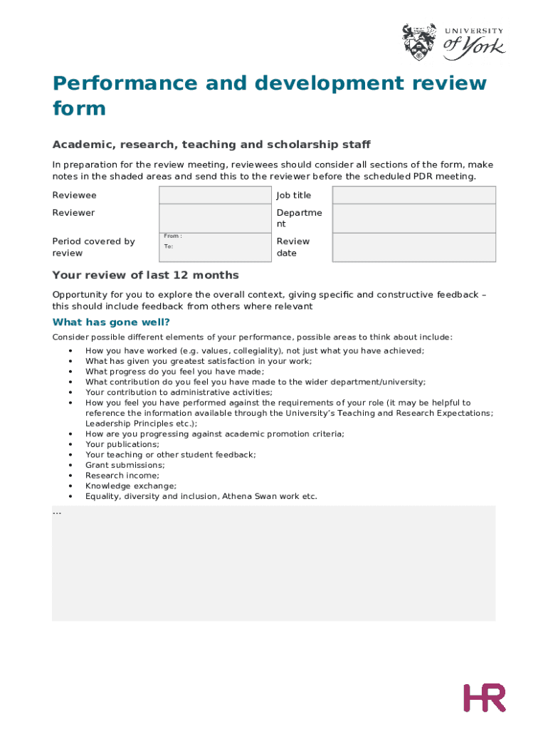 Perance and development review - University of York Doc Template ...