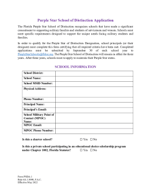 Fillable Online Ref-14149 Purple Star School of Distinction Application ...
