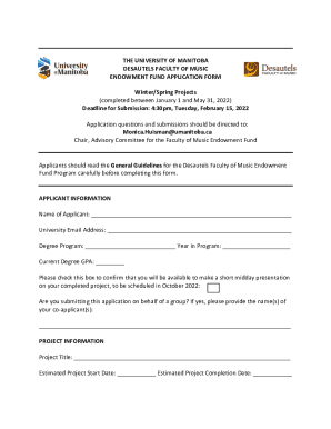 Fillable Online Endowment Form NEW - University of Manitoba Fax Email ...