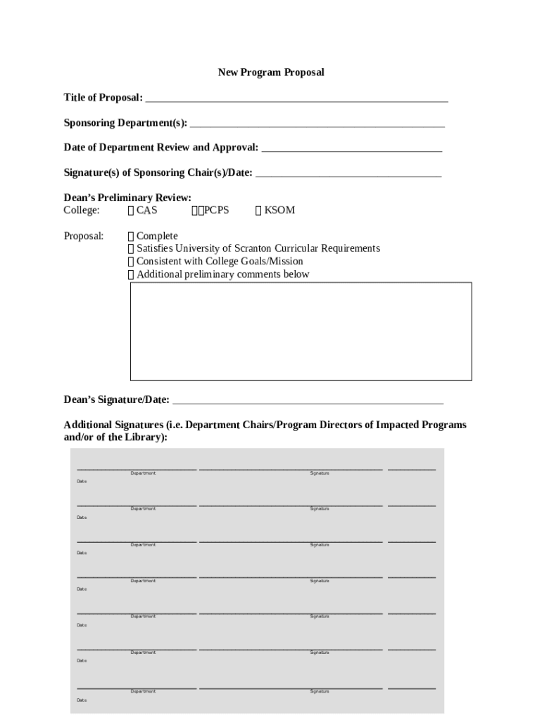 New Program Proposal Title of Proposal: - University of Scranton Doc ...