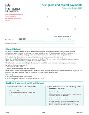 Fillable Online Tell HMRC about trust gains and capital payment (50(FS ...