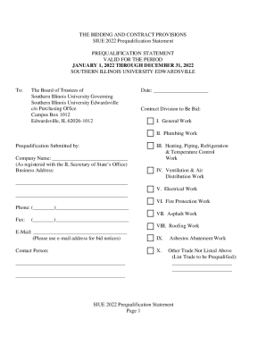 Fillable Online PREQUALIFICATION STATEMENT Fax Email Print - pdfFiller