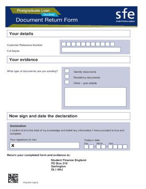 Fillable Online SFE PDE Document Return Form. SFE PDE Document Return Form Fax Email Print ...