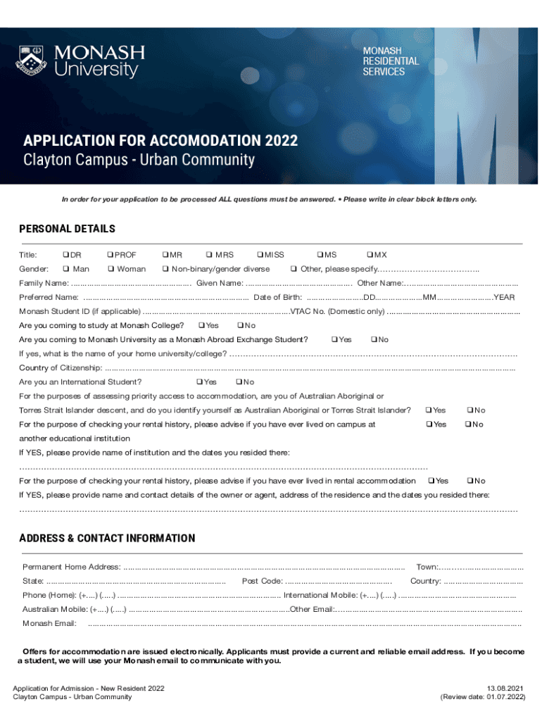 Fillable Online ADM - UC - Application form new student resident Fax ...