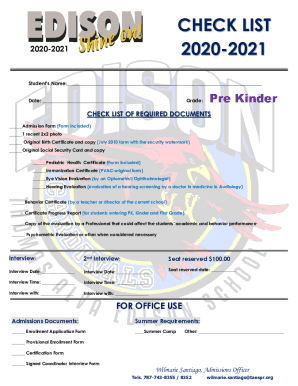 Fillable Online Pre-Registration Checklist - New York City Department ...