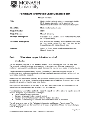 Fillable Online Participant Information Sheet/Consent Form - Medicine ...