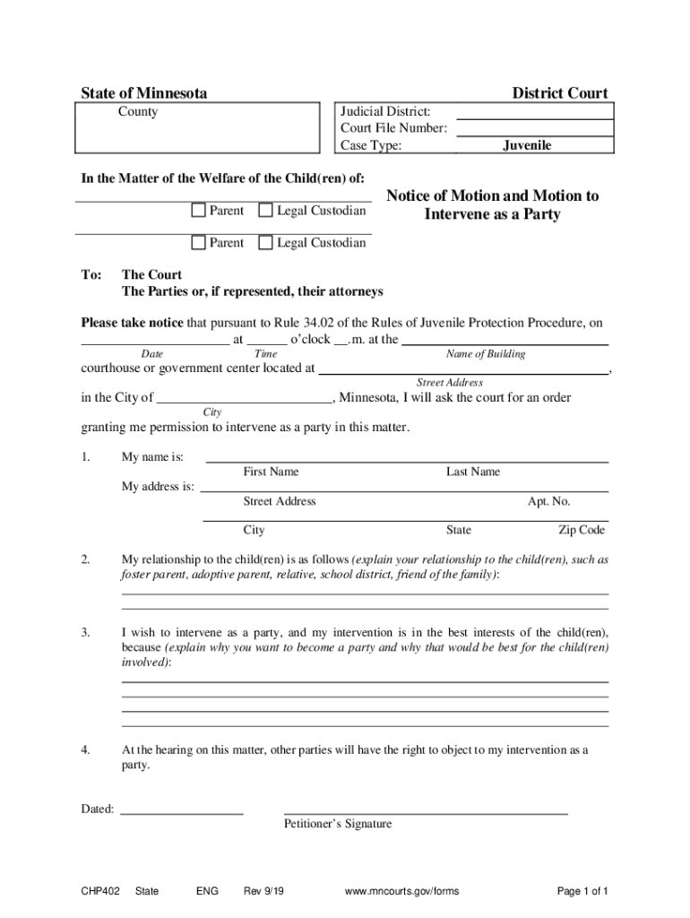 Fillable Online motion intervene Doc TemplatepdfFiller Fax Email Print