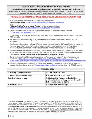 Fillable Online SKARHEDAnnaform.doc - SECOND PART: APPLICATION FORM IN ...