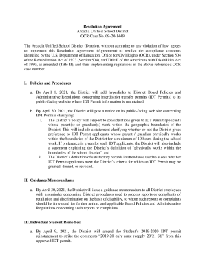 Fillable Online www2 ed RESOLUTION AGREEMENT - United States Department ...