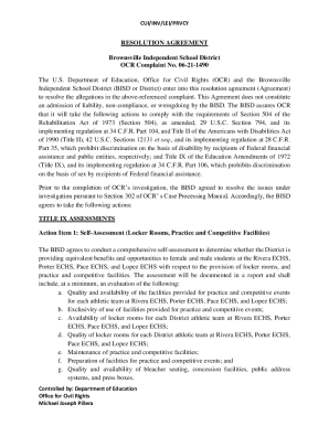 Fillable Online www2 ed RESOLUTION AGREEMENT Brownsville Independent ...