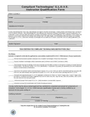compliant technologies. Instructor Qualification Doc Template | pdfFiller