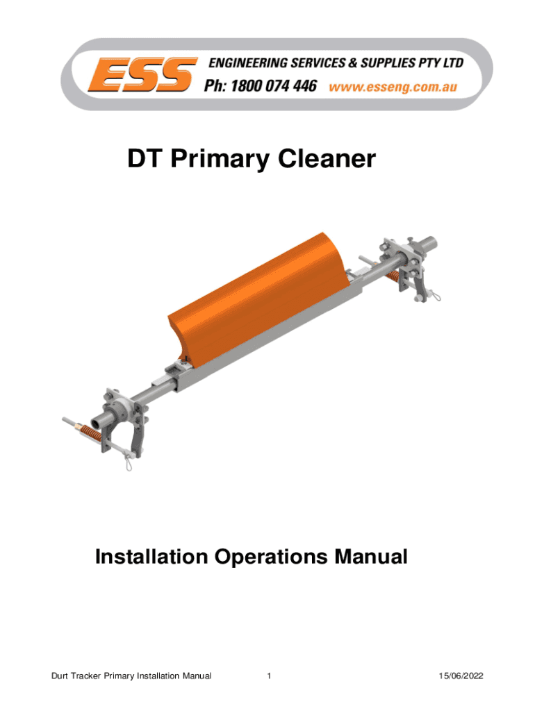 Fillable Online DT Primary Cleaner Manual.doc. Installation Manual Fax ...