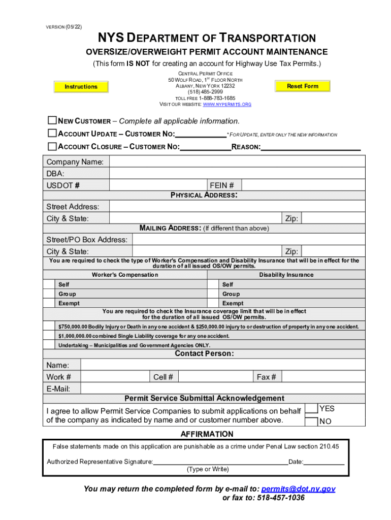 Fillable Online VERSION NYS DEPARTMENT OF TRANSPORTATION Fax Email ...