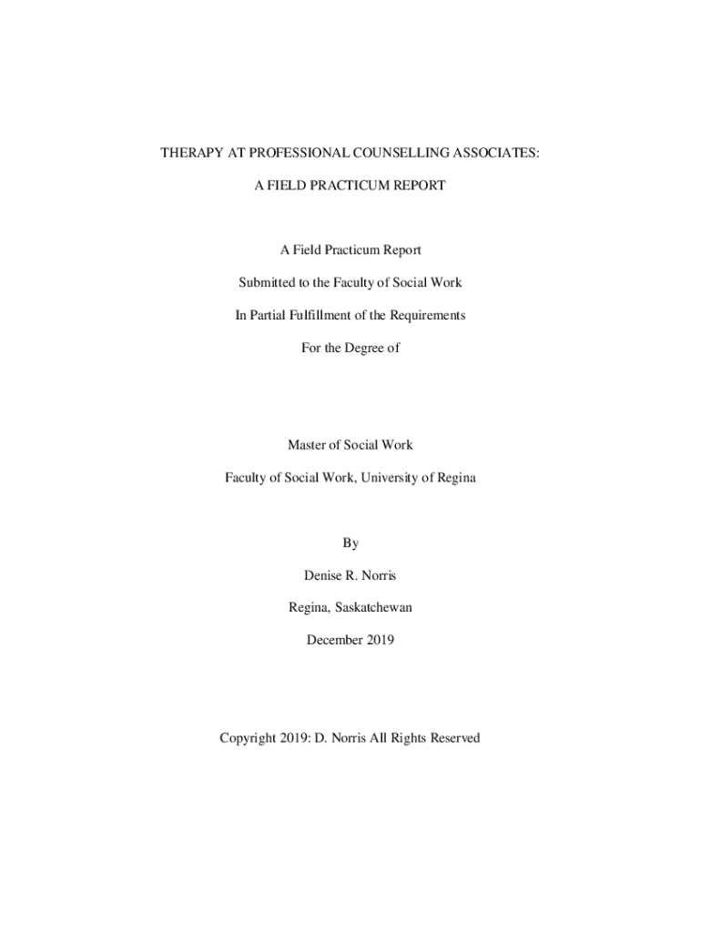 Fillable Online ourspace uregina Counselling at Catholic Family Services: A Field Practicum ...