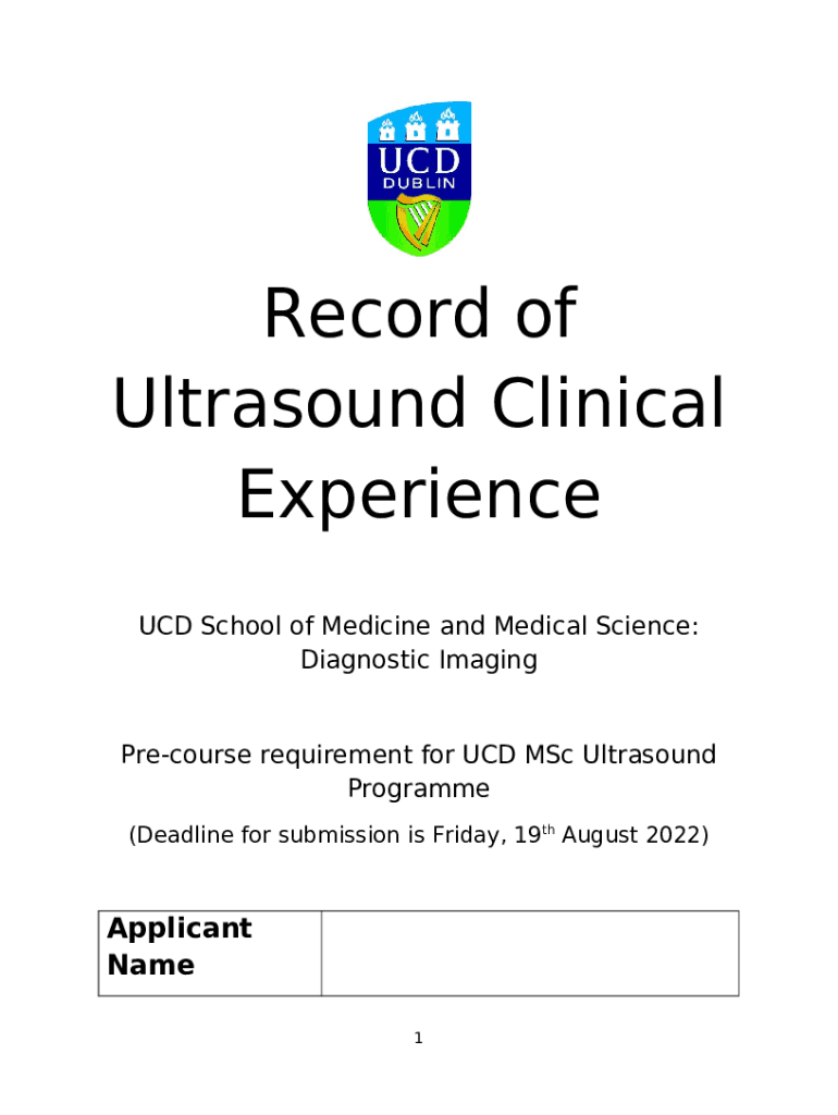Record of Ultrasound Clinical Experience - University College Dublin ...