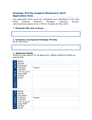 Strategic Priority Support Mechanism 2022: Application Doc Template | pdfFiller