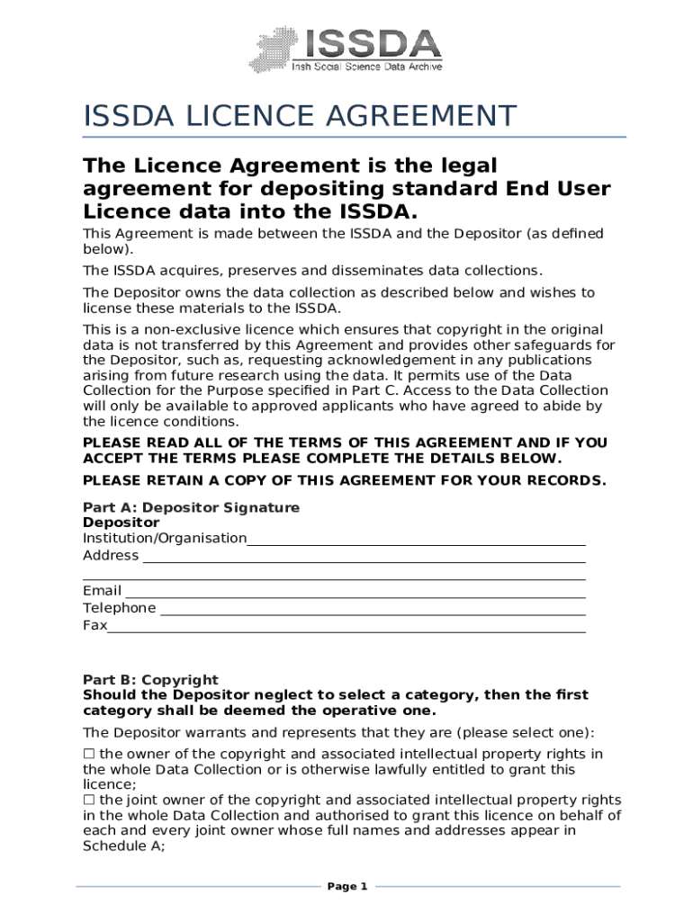 ISSDA Depositor - University College Dublin Doc Template | pdfFiller