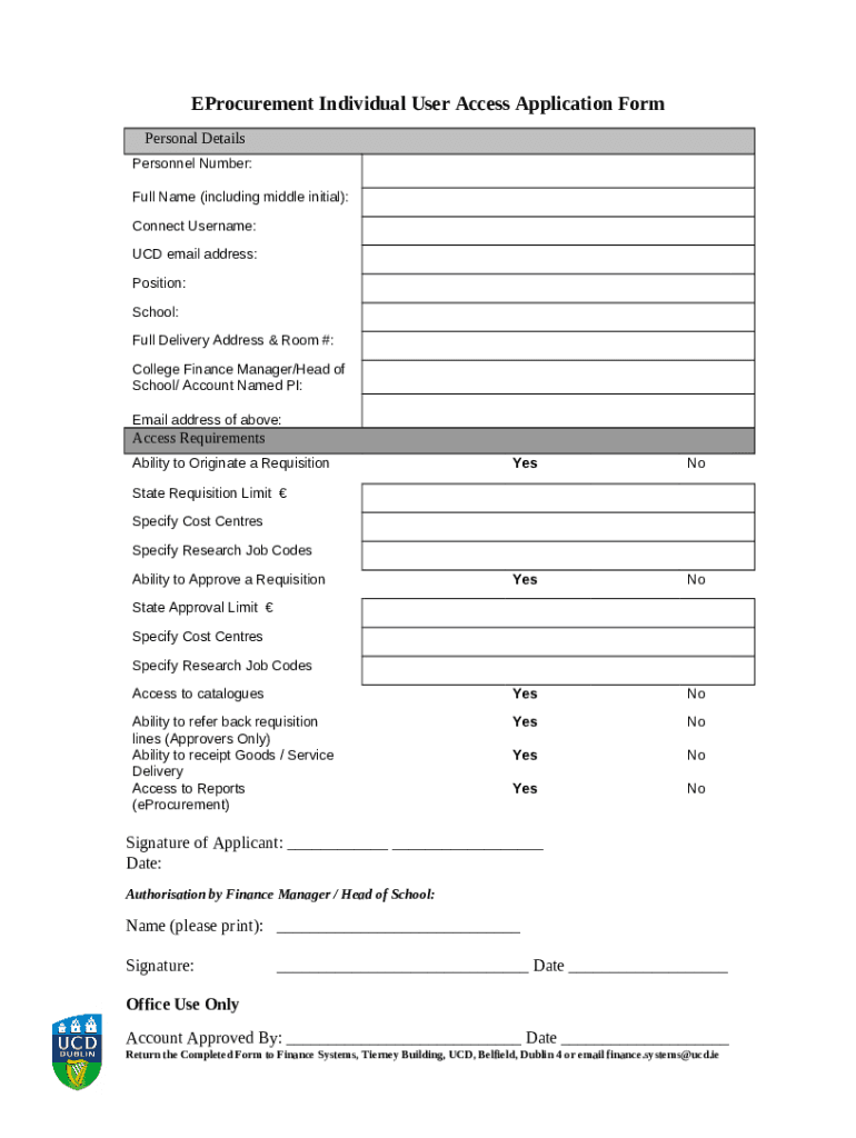 eFinancials User Access Application - University College Dublin Doc ...