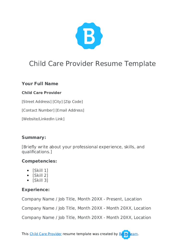 How To Write a Child Care Provider Resume - Indeed Career Guide Doc ...