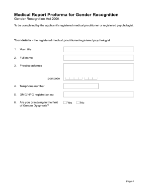 Fillable Online Medical Report Proforma for Gender Recognition - T452 ...