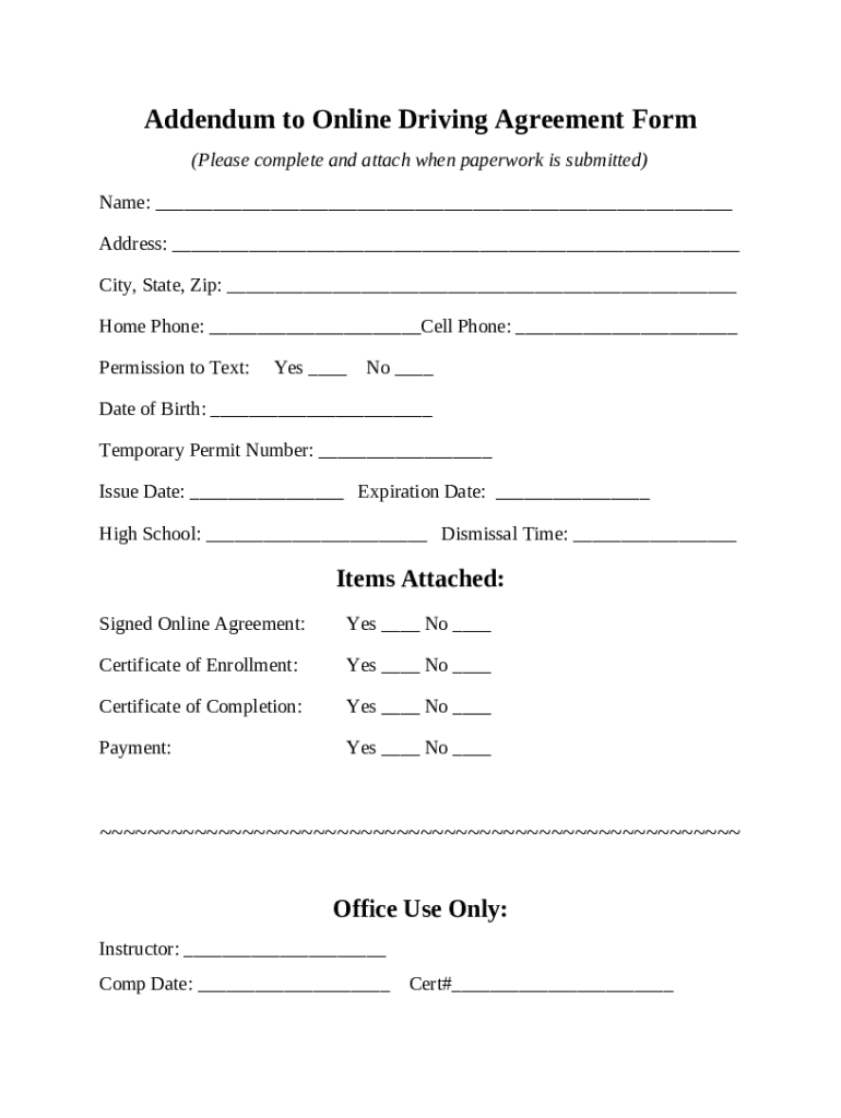 Free Lease Addendum Templates (12) - WordPDFes Doc Template | pdfFiller