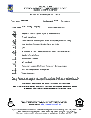 Fillable Online Request for Tenancy Approval U.S. Department of Housing ...