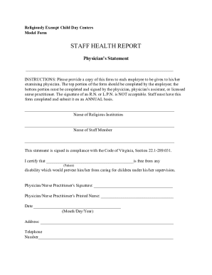 Fillable Online Staff Health Report - Fill Online, Printable, Fillable ...