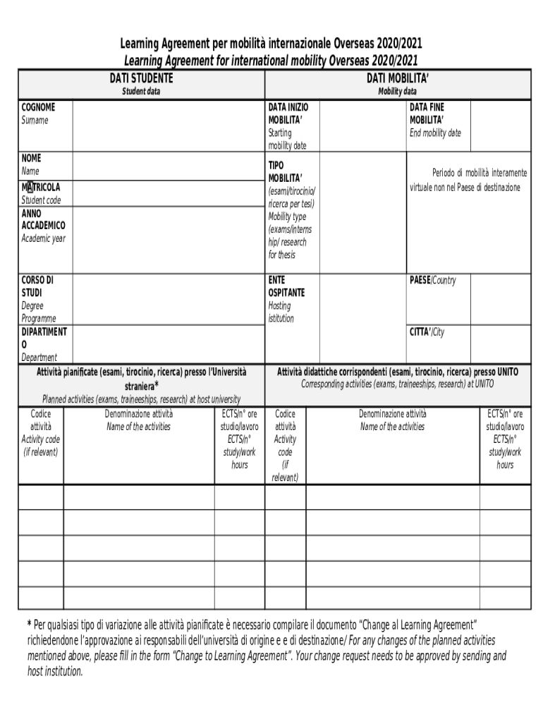 Higher Education: Learning Agreement Learning Agreement Academic ... Doc Template | pdfFiller