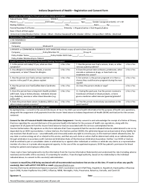 Fillable Online Indiana Department of HealthRegistration and Consent ...