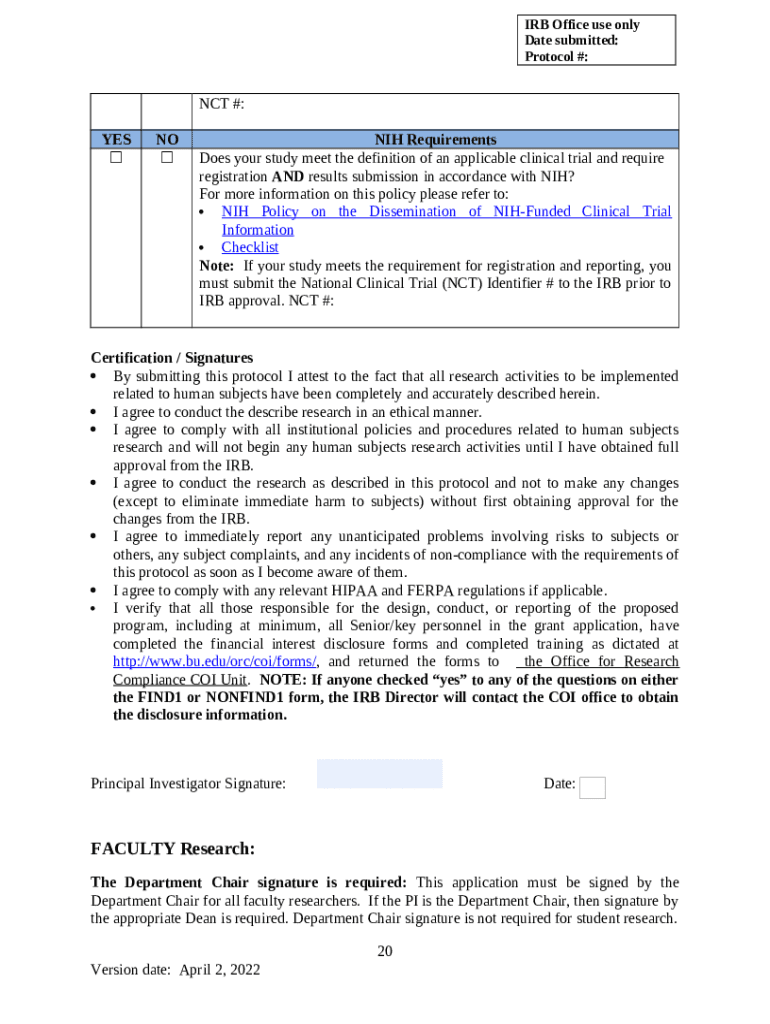 BU Charles River IRB Application (Full Board and Expedited Review) Doc Template | pdfFiller