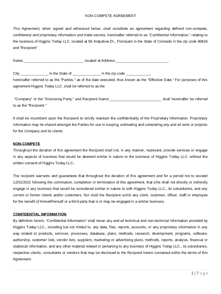 NON-DISCLOSURE/NON-COMPETE AGREEMENT - United Way of Florida Doc ...