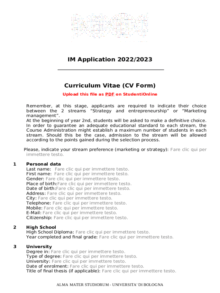 Application / Curriculum Vitae (CV) - houzzideas.com Doc Template | pdfFiller