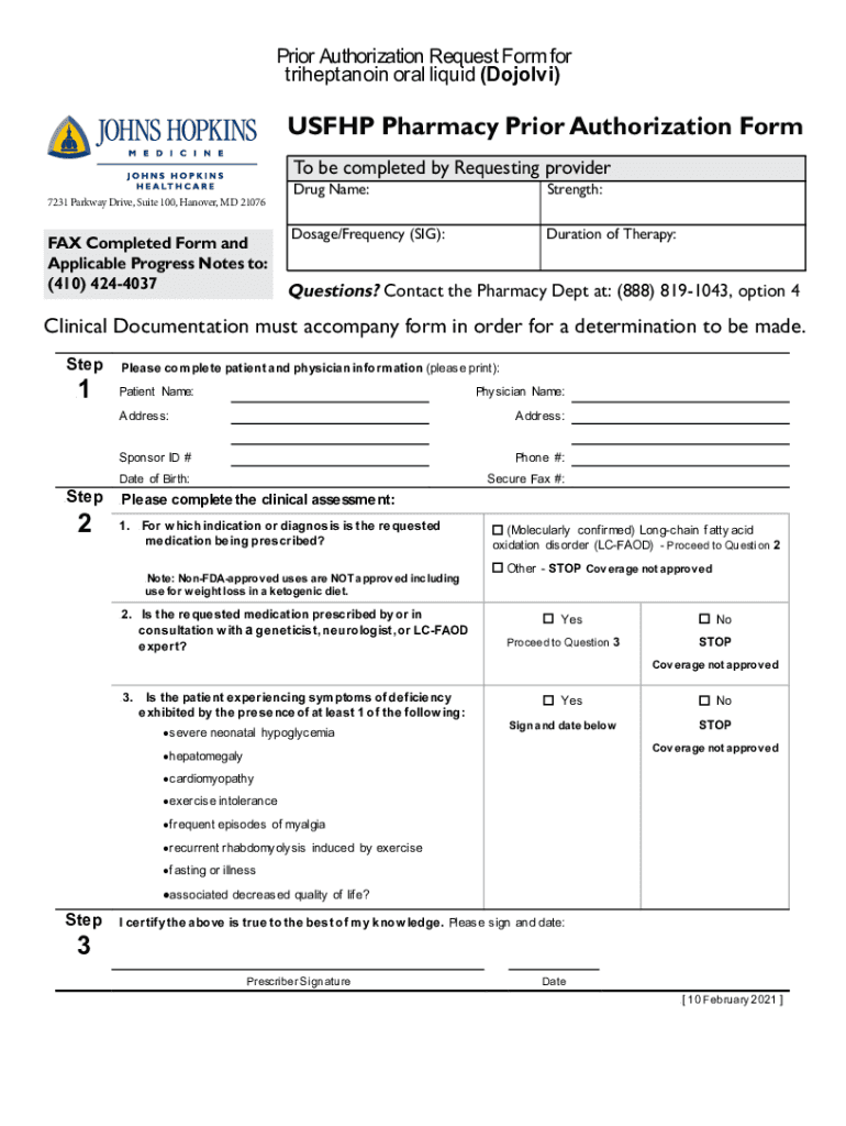 Fillable Online DOJOLVI (triheptanoin) for LC-FAOD Fax Email Print ...